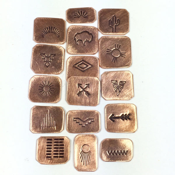 Native American, steel stamps set, tribal designs, 16 designs, 3/8 too ...