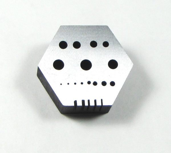 Hexagonal riveting block, steel bench tool, 2 1/8 x 2 1/8, rivet makin ...