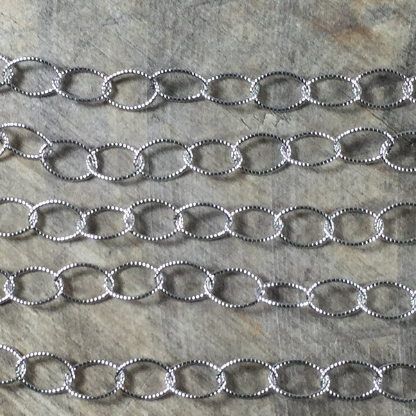 Cable chain, sterling silver Oxidized, stamped links, USA MADE, Southw ...